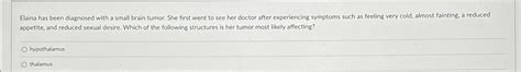 Solved Elaina Has Been Diagnosed With A Small Brain Tumor