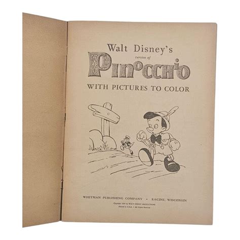 Original Walt Disneys Pinocchio Story And Coloring Book Unused 1939
