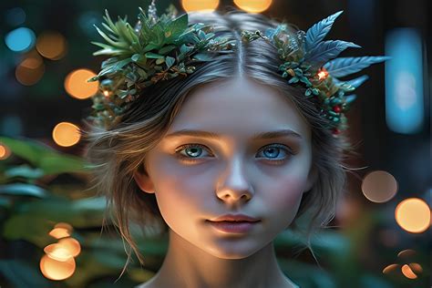 تصویر دختر بچه با چشمان آبی و تاج گل همکد