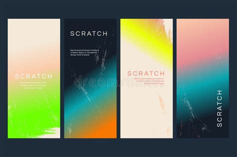 Gradient Scratch Effect Design Card Set Stock Illustration Illustration Of Vertical
