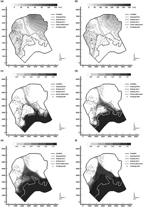 Final Steady State Spatial Distributions Of A Groundwater Table Download Scientific Diagram