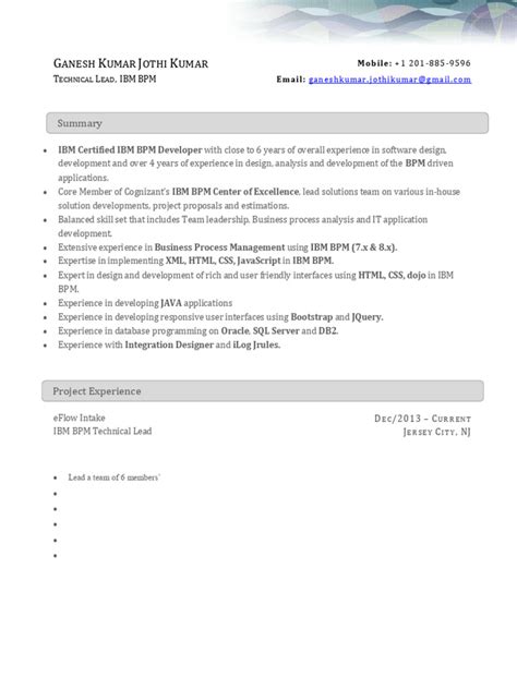 Ganesh Kumar Profile Pdf Business Process Management Ibm Db2