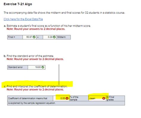 Solved The Accompanying Data File Shows The Midterm And