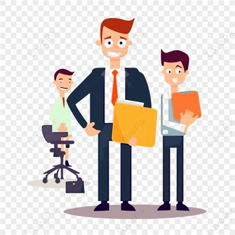 만화 회사원과 함께 서 있는 그의 동료 벡터고용클립 아트 Png 일러스트 무료 다운로드 Lovepik