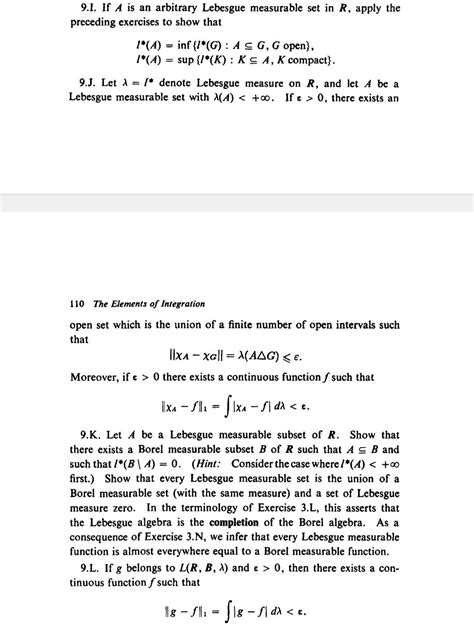 Solved 9 I If A Is An Arbitrary Lebesgue Measurable Set In