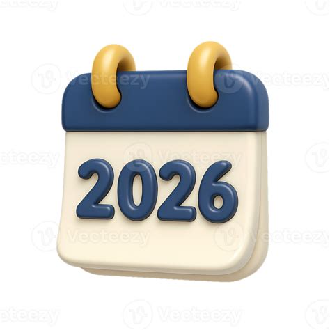 3d Render 2026 Calendar Icon 74333185 Png