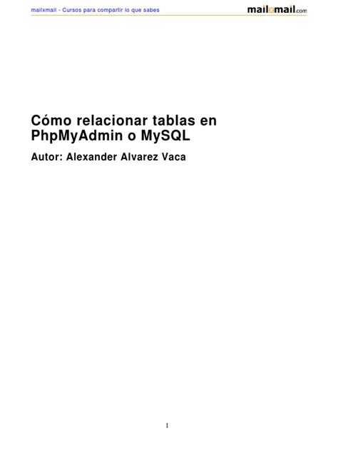 Como Relacionar Tablas Phpmyadmin Mysql 43332 Completo Pdf Tabla Base De Datos Bases De