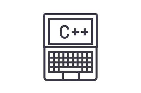 Programming Coding C Plus Vector Line Icon Sign Illustration On