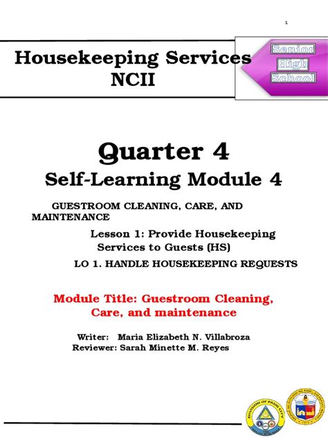 Tvl Hk Shs Q3 M4 Pdf Housekeeping Home