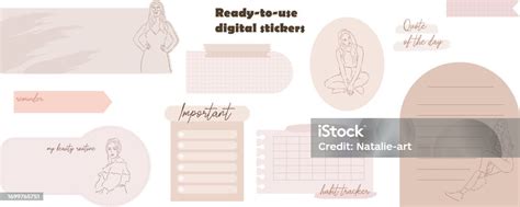 디지털 불렛저널링 또는 계획을 위한 디지털 메모지 및 스티커 디지털 플래너를 위한 디지털 스티커 손으로 그린 아름다운 어린 소녀들 미니멀한 스타일 벡터 아트 Bullet