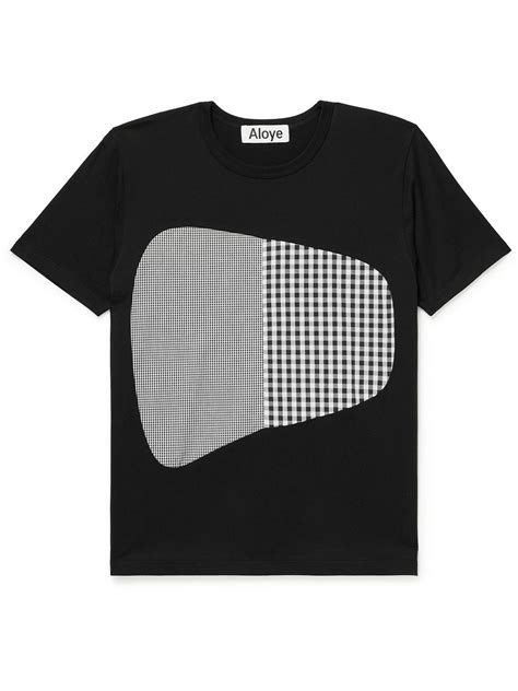 Aloye Poplin Panelled Cotton Jersey T Shirt Black Aloye