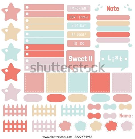 Cute Paper Notes Stationary Set Scrapbook Stock Vector Royalty Free 2222674983 Shutterstock