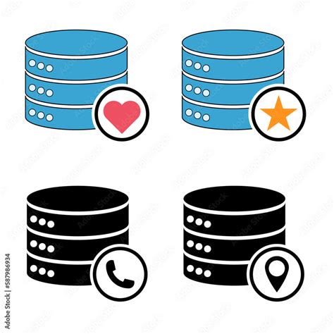 Set Of Database Storage Icon Internet Network Server Cloud Data Symbol Connection System
