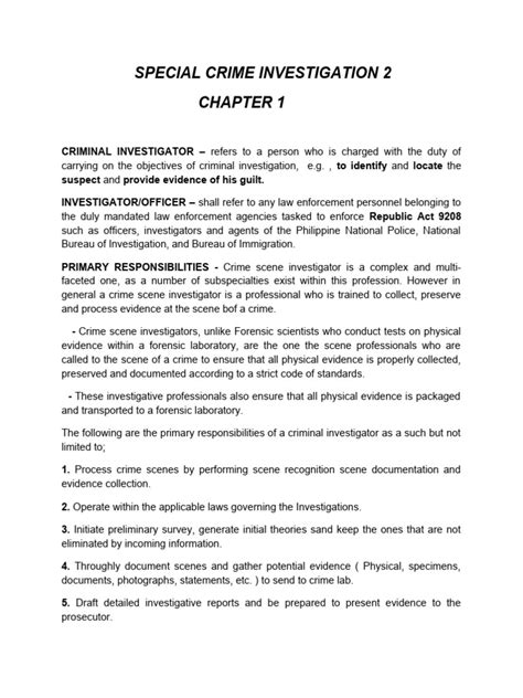 Special Crime I Wps Office Chpt 1 2 Pdf Crime Scene Forensic Science