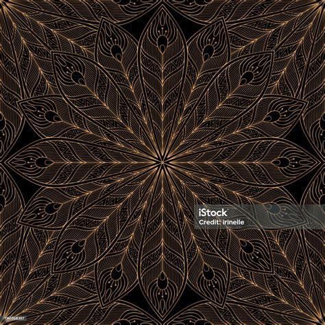 공작 깃털 로얄 패턴 원활한 고급 배경 벡터입니다 꽃 만다라 디자인 공작새에 대한 스톡 벡터 아트 및 기타 이미지 공작새