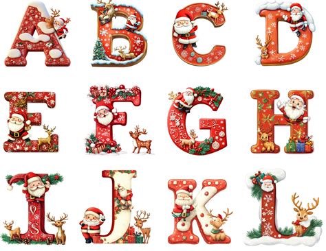 Christmas Alphabet Clipart Bundle Festive Holiday Letters A Z Png