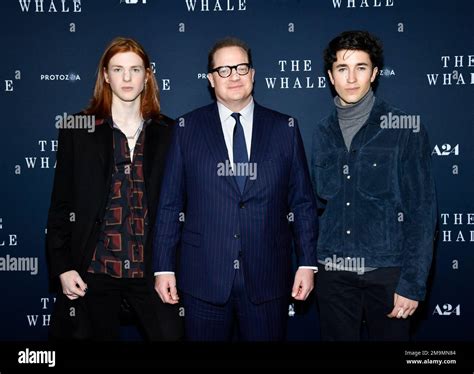 Actor Brendan Fraser Center Poses With His Sons Leland Fraser Left