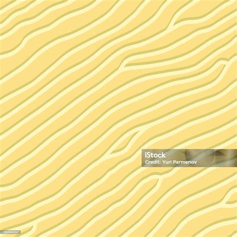 해변 노란 모래 파도 배경에 상단 보기 파도 패턴을 파는 모래 언덕 사막 표면 지형 매끄러운 만화 질감 위에서 볼 수 있습니다 벡터 그림입니다 0명에 대한 스톡 벡터 아트