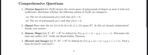 Solved Comprehensive Questions Vector Spaces ﻿let P2 R