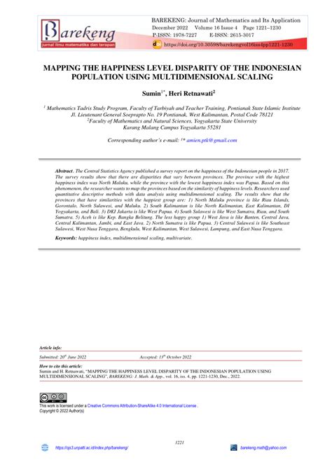 Pdf Mapping The Happiness Level Disparity Of The Indonesian Population Using Multidimensional