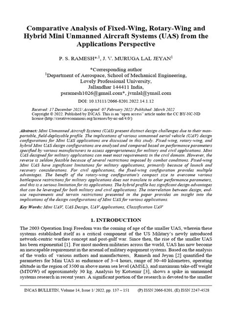 Comparative Analysis Of Fixed Wing Rotary Wing An Pdf Unmanned