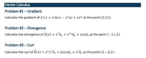 Solved Vector Calculus Problem 1 Gradient Calculate The Gradient