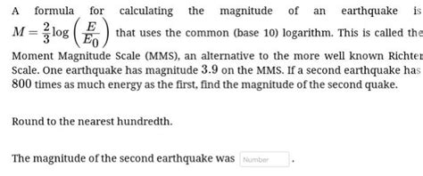 Solved M 2log B A Formula For Calculating The Magnitude