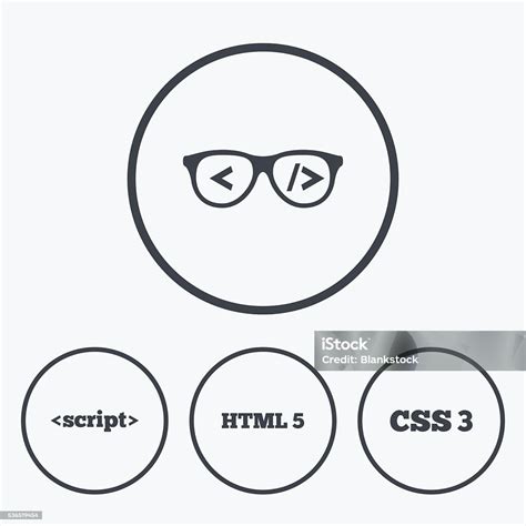 Programmer Coder Glasses Html Markup Language Stock Illustration