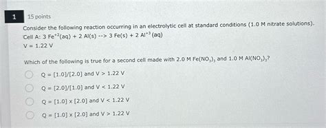 [solved] 1 15 Points Consider The Following Reaction Occurring In An