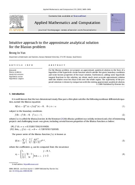 Pdf Intuitive Approach To The Approximate Analytical Solution For The