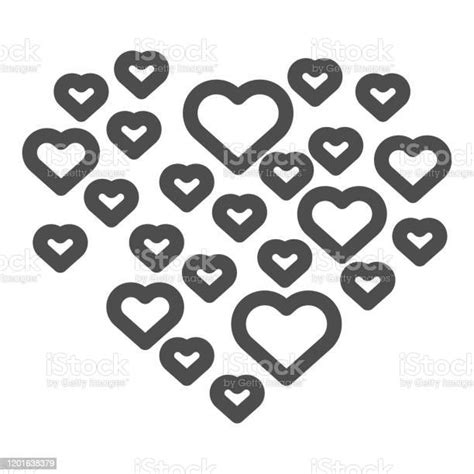 사랑 하트 모양 라인 아이콘입니다 흰색에 고립 된 하트 그림의 프레임입니다 많은 마음 발렌타인 데이 개요 스타일 디자인의 프레임 웹 및 응용 프로그램을 위해 설계 Eps