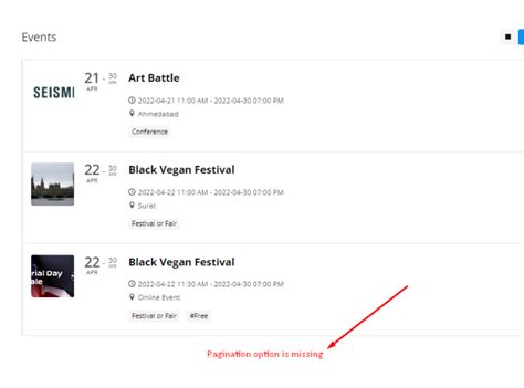 Backend Past Events Listing Pagination Is Not Working · Issue 69