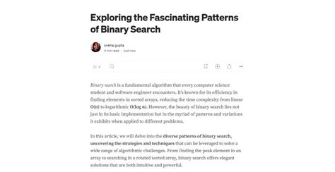 sneha gupta on linkedin binarysearch codingpatterns techwriting