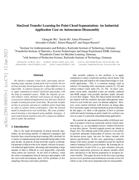 Pdf Sim2real Transfer Learning For Point Cloud Segmentation An