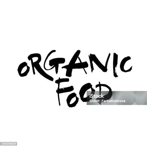 유기농 식품 레스토랑 카페 메뉴 라벨 기호 배지 스티커 또는 아이콘에 대한 필기 글자 서예 및 타이포그래피 벡터 일러스트레이션 0명에 대한 스톡 벡터 아트 및 기타 이미지