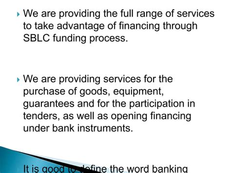 Objectives Of Lease Bg Sblc Providers Ppt