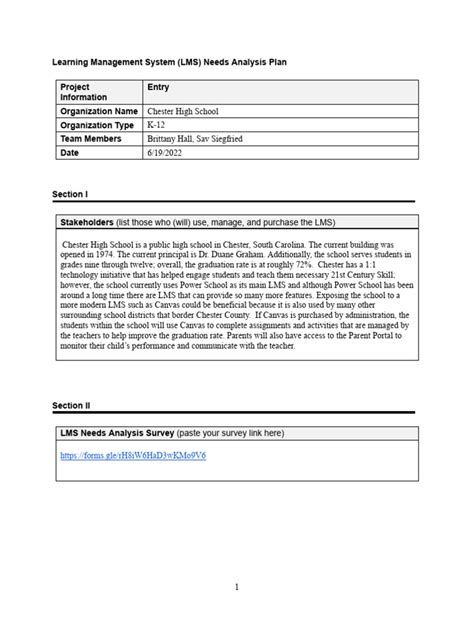 645 A2 Lms Needs Analysis Plan Template Pdf Focus Group Computing