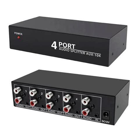 Аудиопереключатель 4 в 1, стерео аудио селектор 4X1 3,5 мм Aux L/R RCA ...