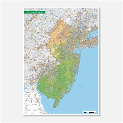 Physical Map New Jersey Physical Map Atlantic City Boardwalk State Map