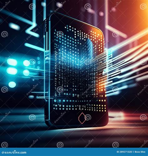 Smartphone With Digital Binary Code On The Screen Technology And