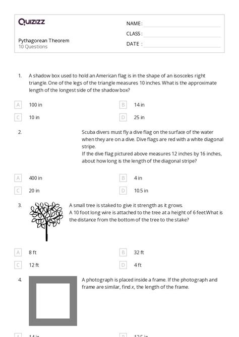 Pythagorean Theorem Worksheets For Th Grade On Quizizz Free Printable