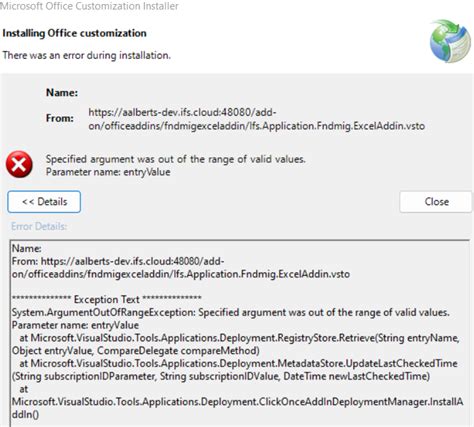 Installation Excel Addin For Migration Error Ifs Community