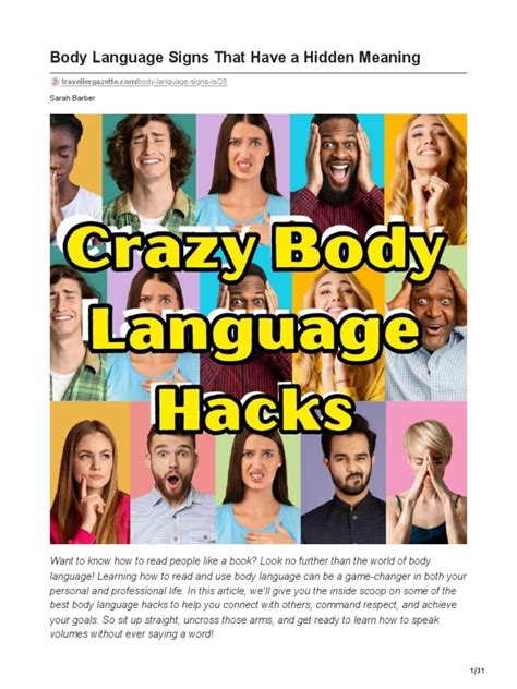 Body Language Signs That Have A Hidden Meaning Pdf Body Language