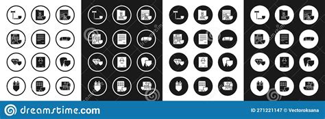 Set Shopping Building With Shield Document Key Judge Gavel Delivery Cargo Truck Tooth And