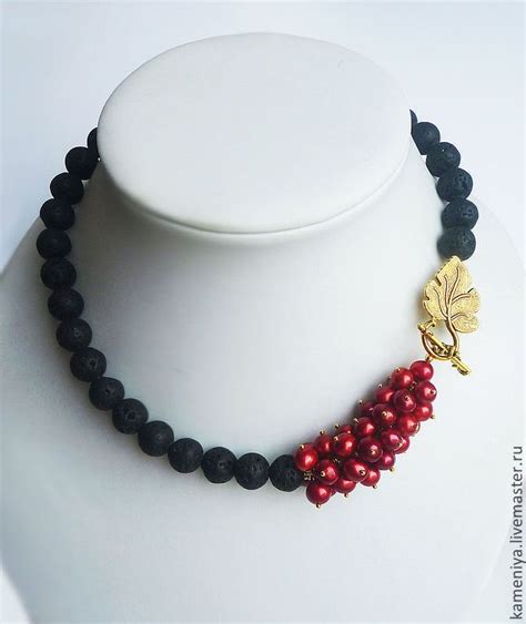 Колье из лавы и красного жемчуга Sevilla купить в интернет магазине