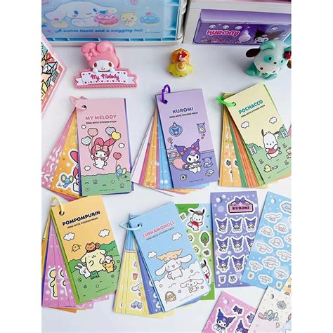 귀여운 산리오 링 버클 스티커 벤 멜로디 쿠로미 만화 귀여운 손 계정 스티커 Diy Goo 카드 조합 스티커 북 Aliexpress