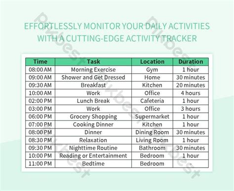 Track Your Daily Routine Seamlessly With An Advanced Activity Tracking Device Excel Template