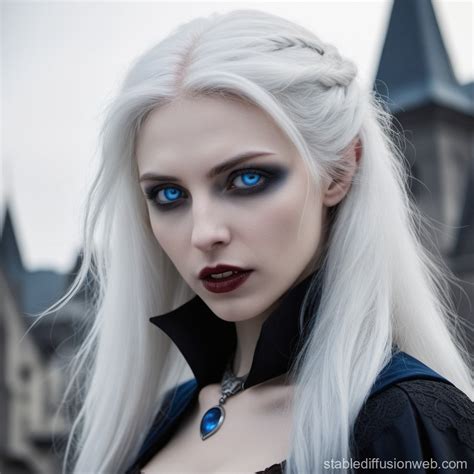 Cohabitation of Vampires & Humans: Worshipped Blue-Eyed Female Vampire | Stable Diffusion Online