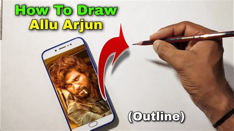 Allu Arjun Drawing Pushpa Drawing How To Draw Outline YouTube