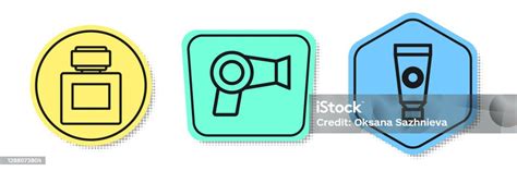 세트 라인 애프터세이드 헤어 드라이어 크림 또는 로션 화장품 튜브 컬러 셰이프입니다 벡터 건강한 생활방식에 대한 스톡 벡터 아트 및 기타 이미지 Istock